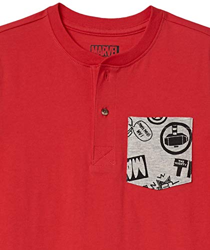 Amazon Essentials Disney | Marvel | Star Wars Toddler Boys' Short-Sleeve Henley T-Shirts (Previously Spotted Zebra), Pack of 2, Marvel/Doodles, 2T
