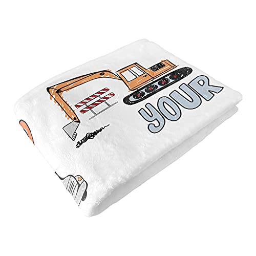 Sweet Jojo Designs Construction Truck Boy Milestone Blanket Monthly Newborn First Year Growth Mat Baby Shower Memory Keepsake Gift Picture - Grey Yellow Orange Red Blue Transportation Chevron Arrow
