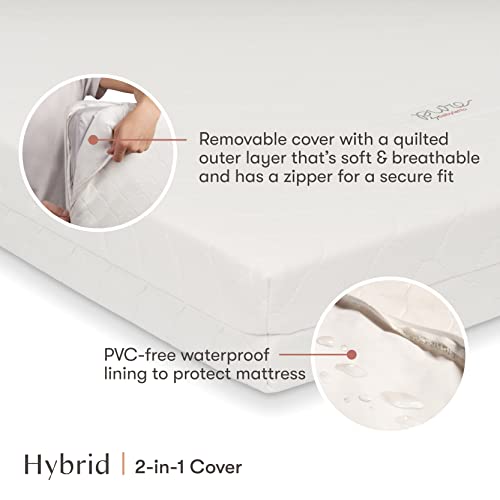 Babyletto Pure Core 4" Midi Crib Mattress, Hybrid Waterproof Cover, Lightweight, Greenguard Gold Certified