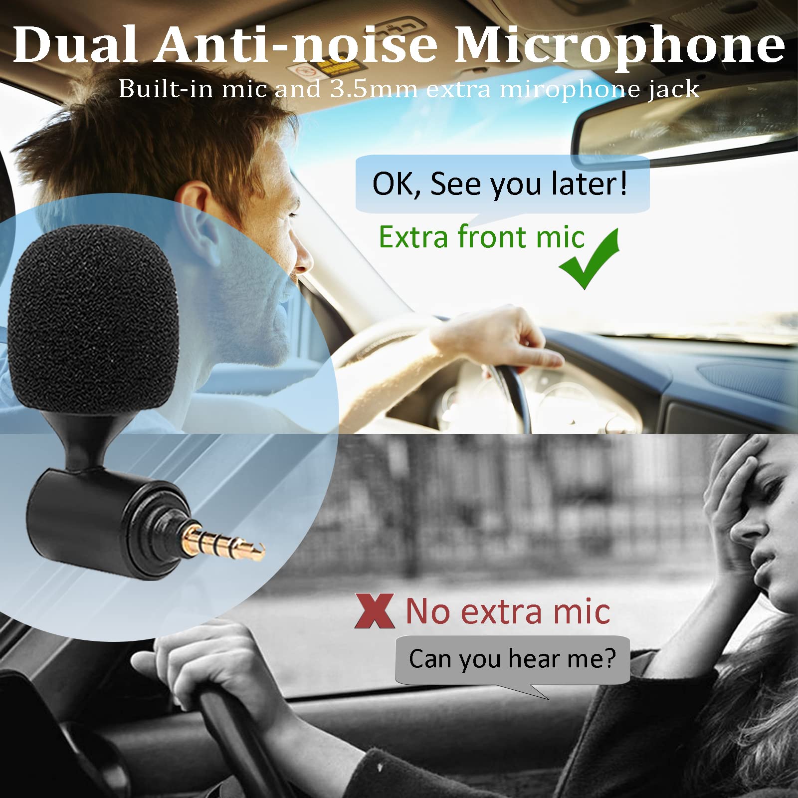 Apple Carplay Double Din Car Stereo Compatible with Android Auto, 7 inch HD Touchscreen Radio with Front Mic and Backup Camera, Car Audio Support Subwoofer, SWC, Voice Control, AM/FM, Mirroring