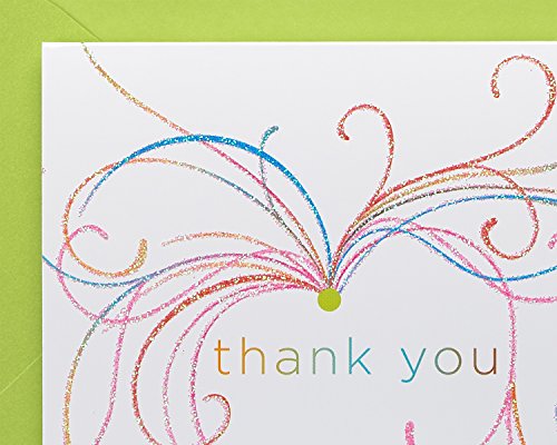 Papyrus Thank You Cards with Envelopes, Swirl Glitter (14-Count)