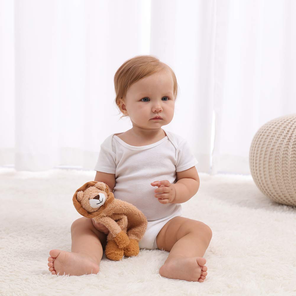 Apricot Lamb Stuffed Animals Security Blanket Yellow Lion Infant Nursery Character Blanket Luxury Snuggler Plush(Yellow Lion, 10 Inches)