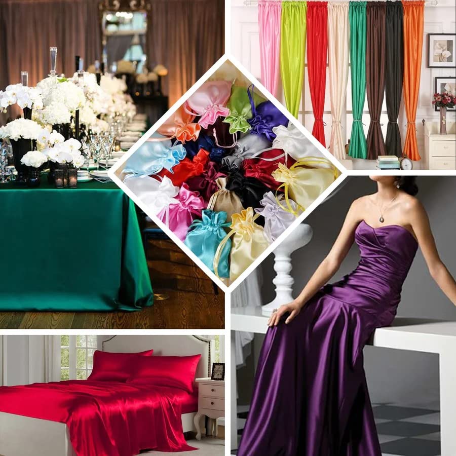 SARVAM FASHION Satin Fabric 5 Yard Bridal Solid for Wedding Dress Fashion Crafts Costumes Decorations Silky Satin 44” - (5 Yard, Gold)