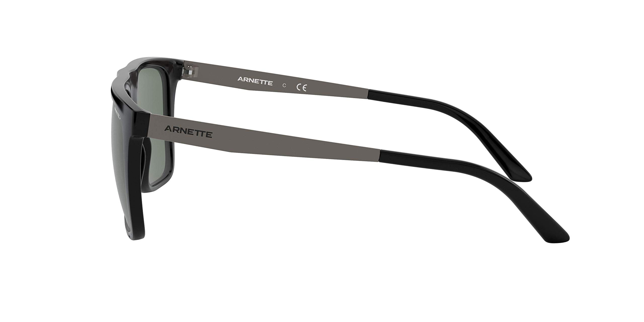 ARNETTE Man Sunglasses Shiny Black Frame, Green Lenses, 55MM