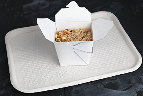 White Rectangular Molded Fiber Pulp Cafeteria Style Food Tray Size of 12βx 16β by MT Products (15 Pieces) - Made in The USA