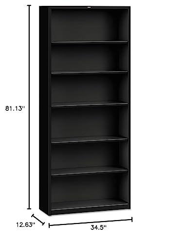 HON Brigade 6-Shelf Steel Standard Bookcase, 81.13-inch H x 34.5-inch W x 12.63-inch D, Black (S82ABCP)