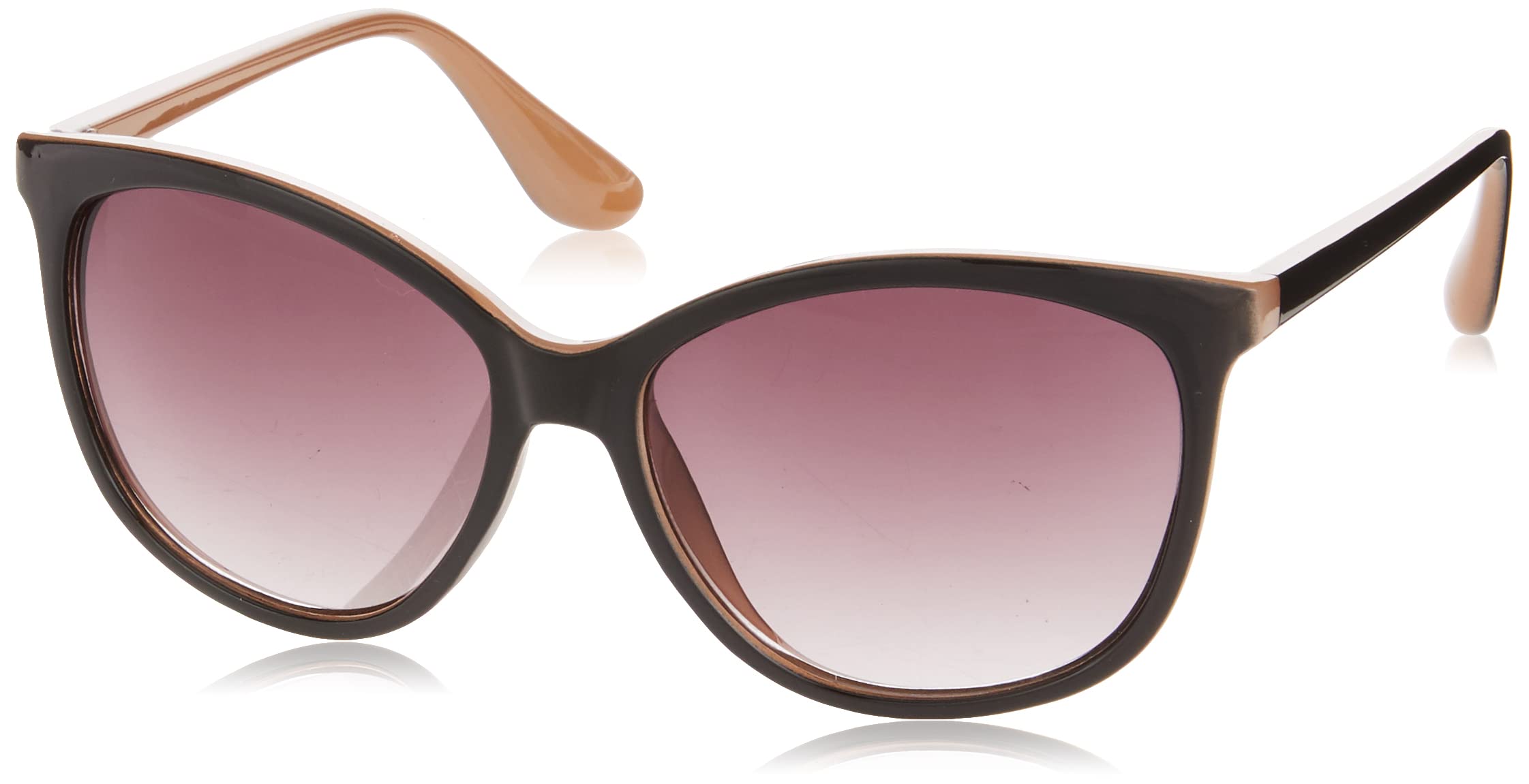 Amazon Essentials Women's Mid Size Round Sunglasses, Black/Taupe, 59