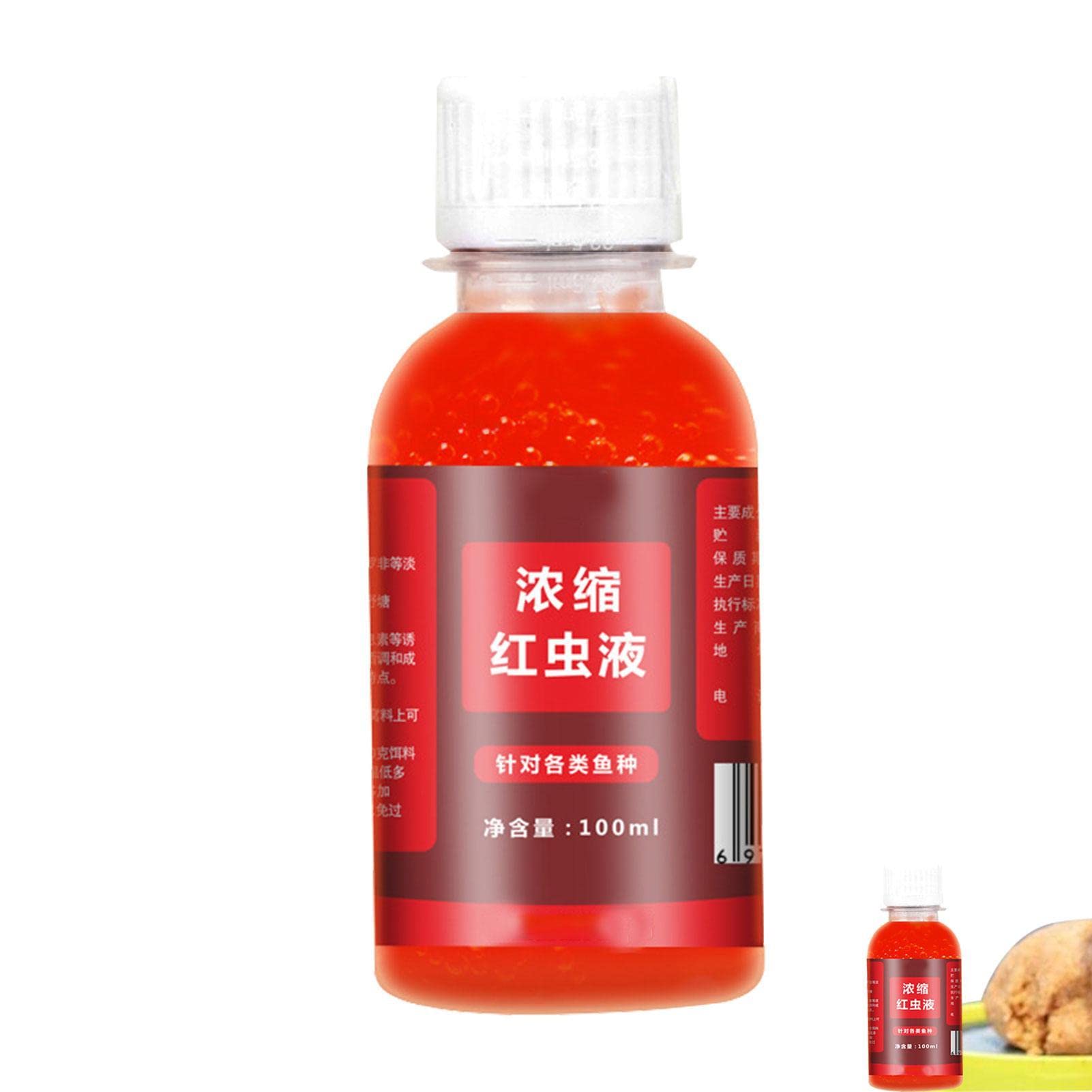 Bait Fish Additive,100ml Concentrated Red Worm Liquid | Fishing Lures Baits, High Concentration Fish Bait Attractant Enhancer, Smell Lure Tackle Food for Trout Cod Carp Bass Generic