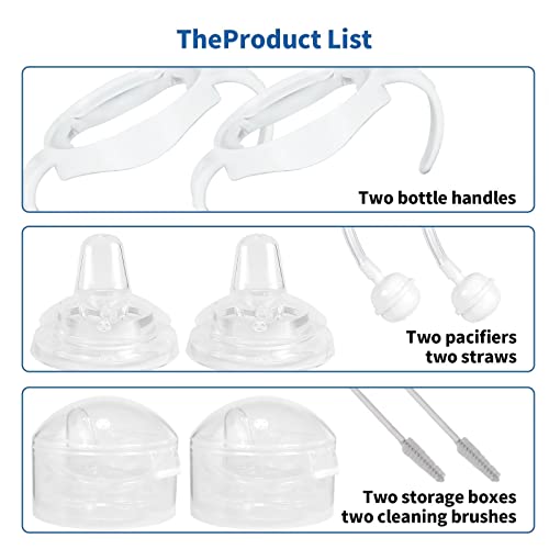 Sippy Cup Soft Spout Conversion Kit for Philips Avent Natural Baby Bottle, Bottle Handles and Weighted Straw (2 Pack)