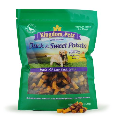 Kingdom Pets Filler Free Duck Jerky & Sweet Potato Twists, Premium Treats for Dogs, 48-Ounce Bag