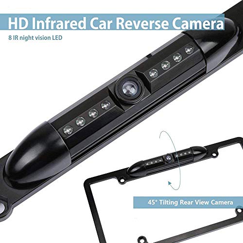 AXECO License Plate Frame Backup Camera, Rear View Camera Reverse Parking Aid System 170° Viewing Angle Universal Car Truck Night Vision Waterproof High Sensitive 8 Bright LED