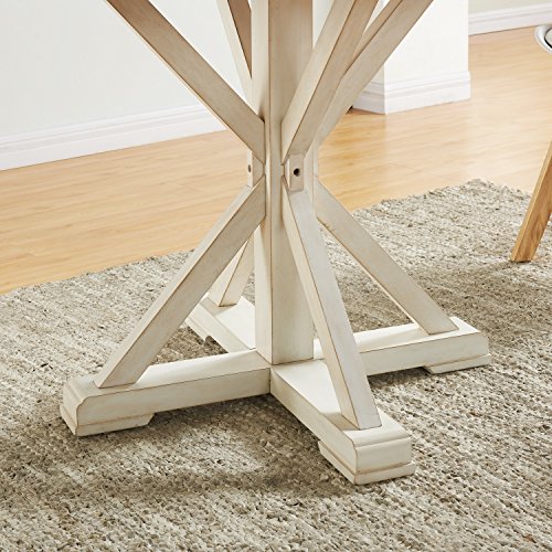 SEI Furniture Barrisdale Modern Farmhouse, Dining Table, Antique White, Whiskey Maple