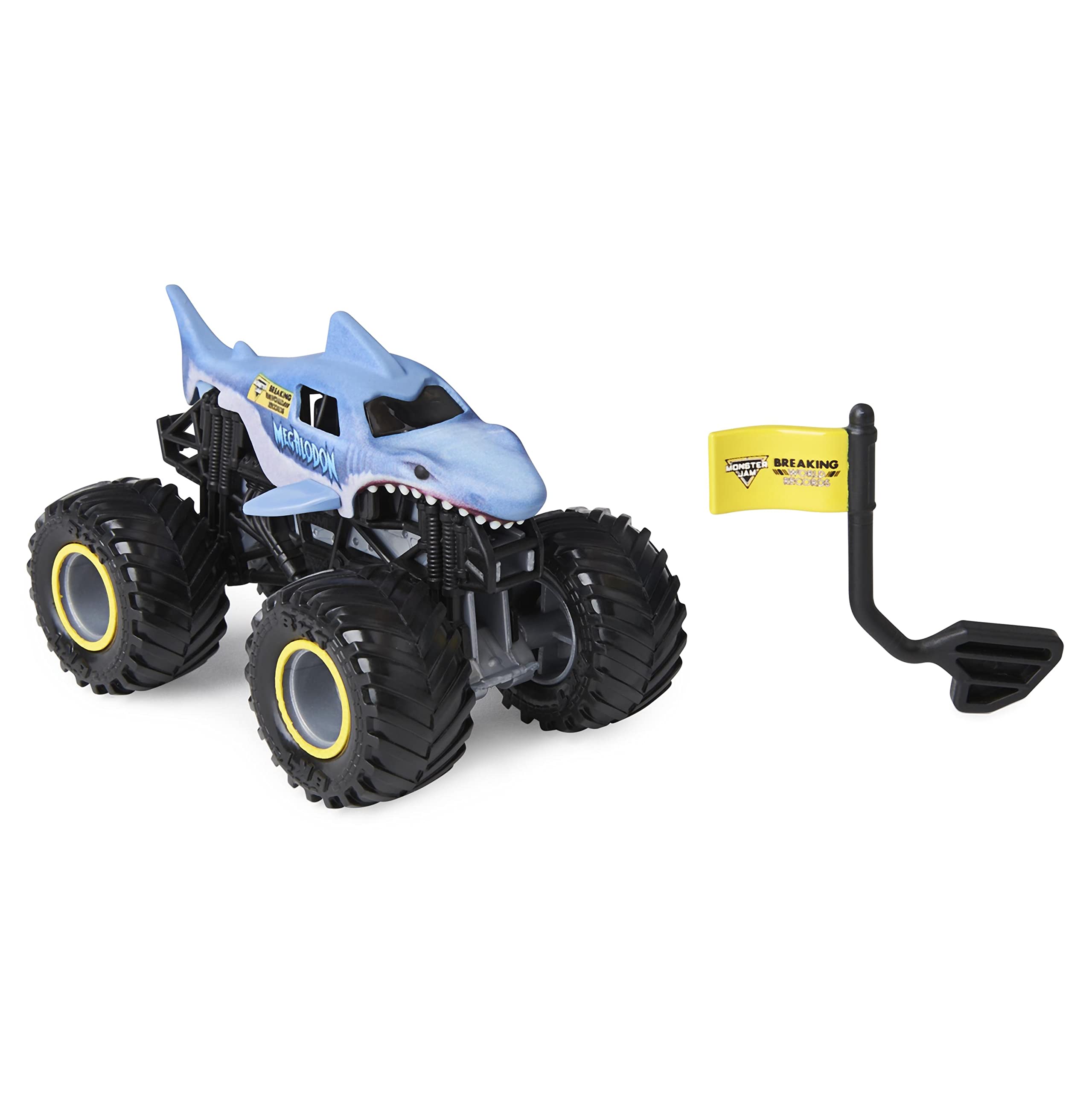 Monster Jam 2021 Target Exclusive Breaking World Records Series 1:64 Scale Diecast Monster Truck with Flag: Megalodon