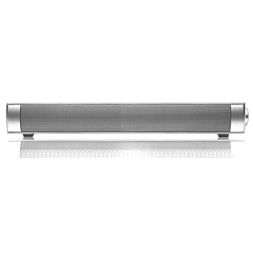 Powerful Portable Soundbar for iMac MacBook PC iPhone Bluetooth 3.0 +EDR, Speakerphone, Powerful 1800mAh Lithium Battery, Super Bass, 3D Stereo Surround Sound 2.0 Channel, Home Cinema System (Silver)