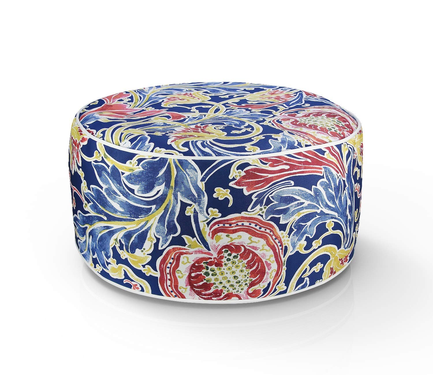 FBTS Prime Inflatable Footstool Ottoman Cover Navy Paisley Round 21x9 Inch Patio Foot Stools and Ottomans Footrest Cover