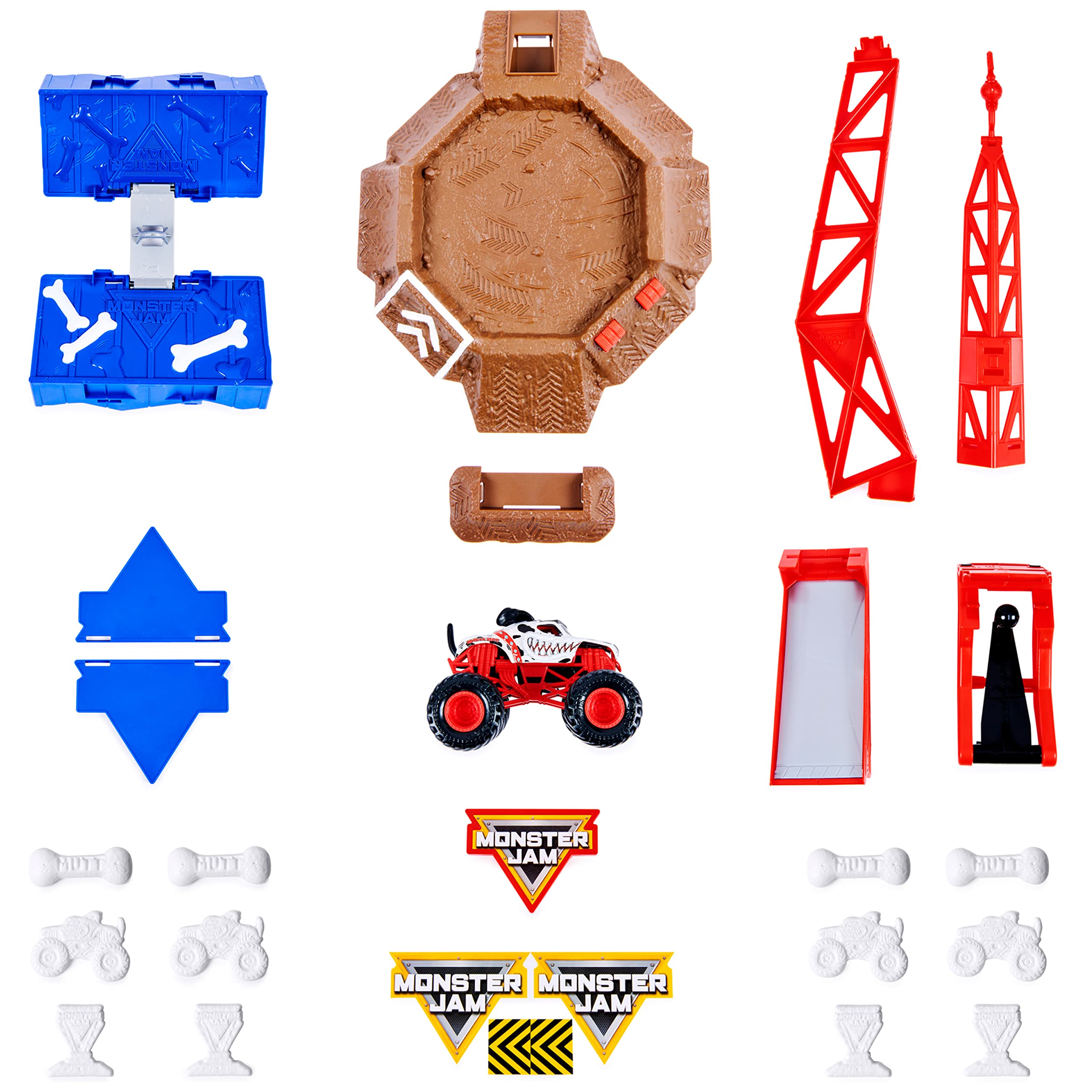 Monster Jam, Blastin’ Bones Playset with Exclusive Monster Mutt Dalmatian, Monster Truck Kids Toys for Boys Aged 3 and Up