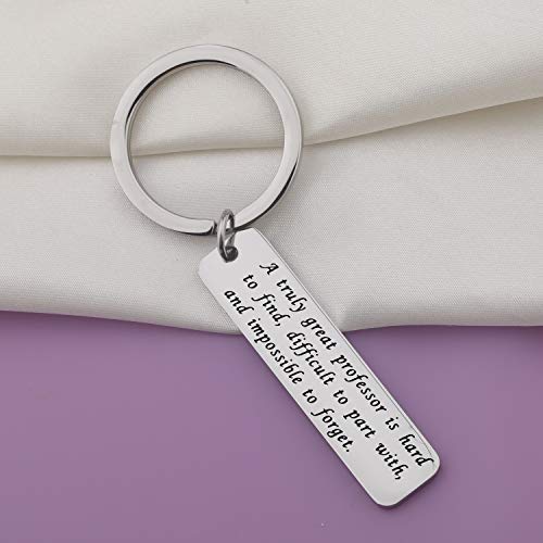 BEKECH College Professor Keychain Tenured Professor Gift A Truly Great Professor is Hard to Find Difficult to Part with Mentor Teacher Thank You Gift from Students (silver)