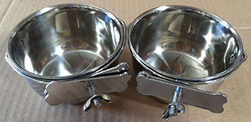 Mcage 2 of Versatile Stainless Steel Coop Cups for Pet and Animal Cages (4")