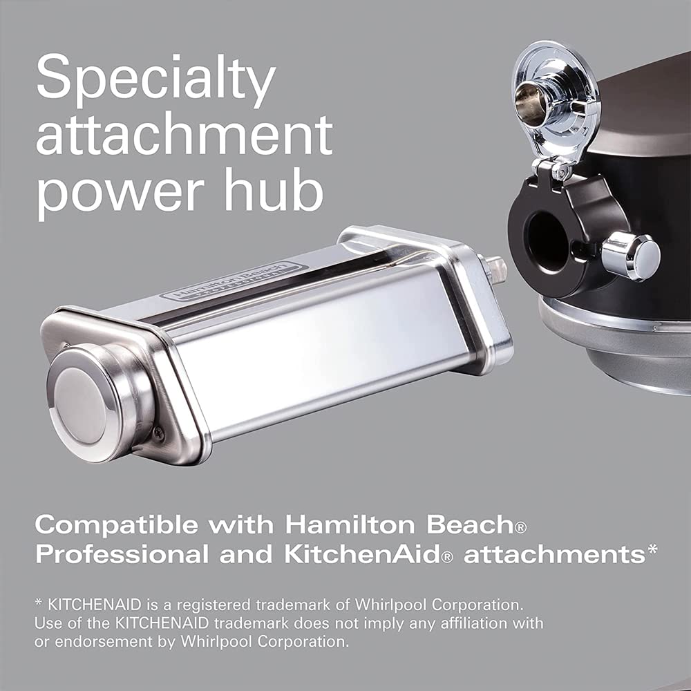 Hamilton Beach 63240 Professional Stand Mixer 5 Quart Specialty Attachment Hub Grey Bundle with 1 YR CPS Enhanced Protection Pack