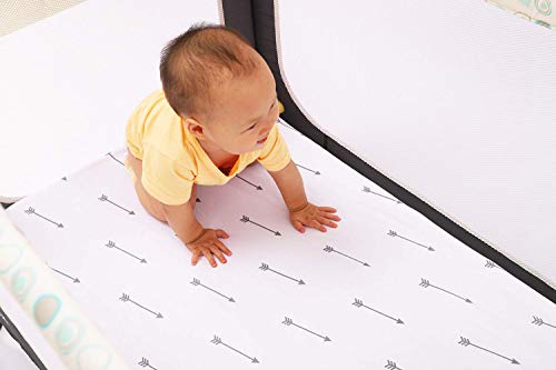 Pack n Play Playard Sheet Set 2 Pack 100% Jersey Knit Cotton Ultra Soft Stretchy Fitted Portable Mini Crib Sheet for Baby Girl Boy Grey Arrows Black Triangles by Knlpruhk