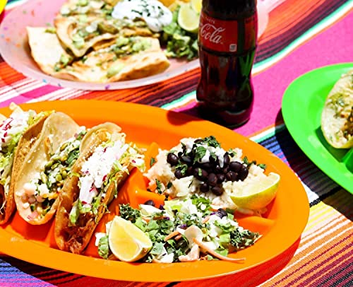 Jarratt Industries Fiesta Taco Serving Plastic Plates Set, Serving Trays with Stand Up Holder for Soft and Hard Shell Tacos, Use for Taco Nights and Bar, Microwave Safe, Set of 4