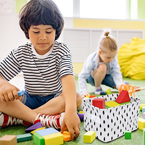Small Storage Bins Mini Desktop Storage Baskets Foldable Fabric Storage Receive Basket for organizing Makeup, Book, Baby Toy(Pack of 4)