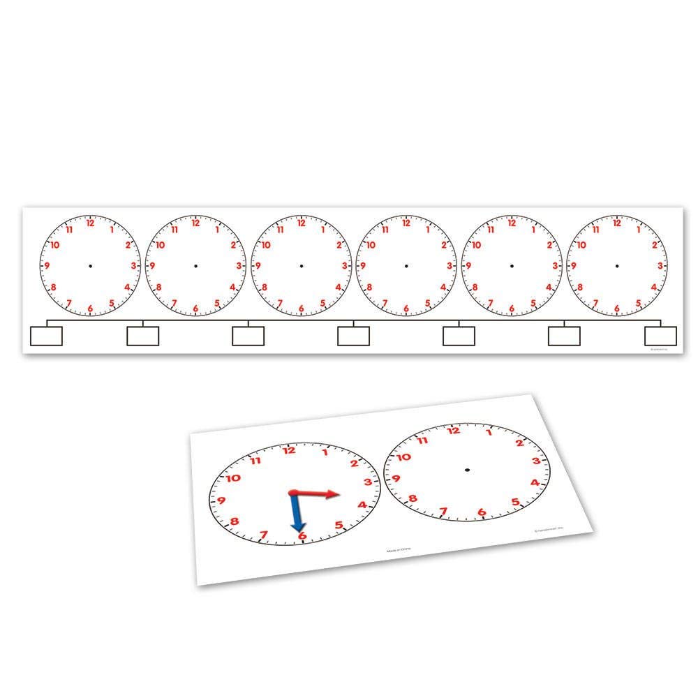 hand2mind Fraction Time Activity Set, Learn to Tell Time Fraction Manipulatives, Elapsed Time Clock, Analog Learning Clock, Telling Time Teaching Clock Activities, Manipulatives for Elementary School