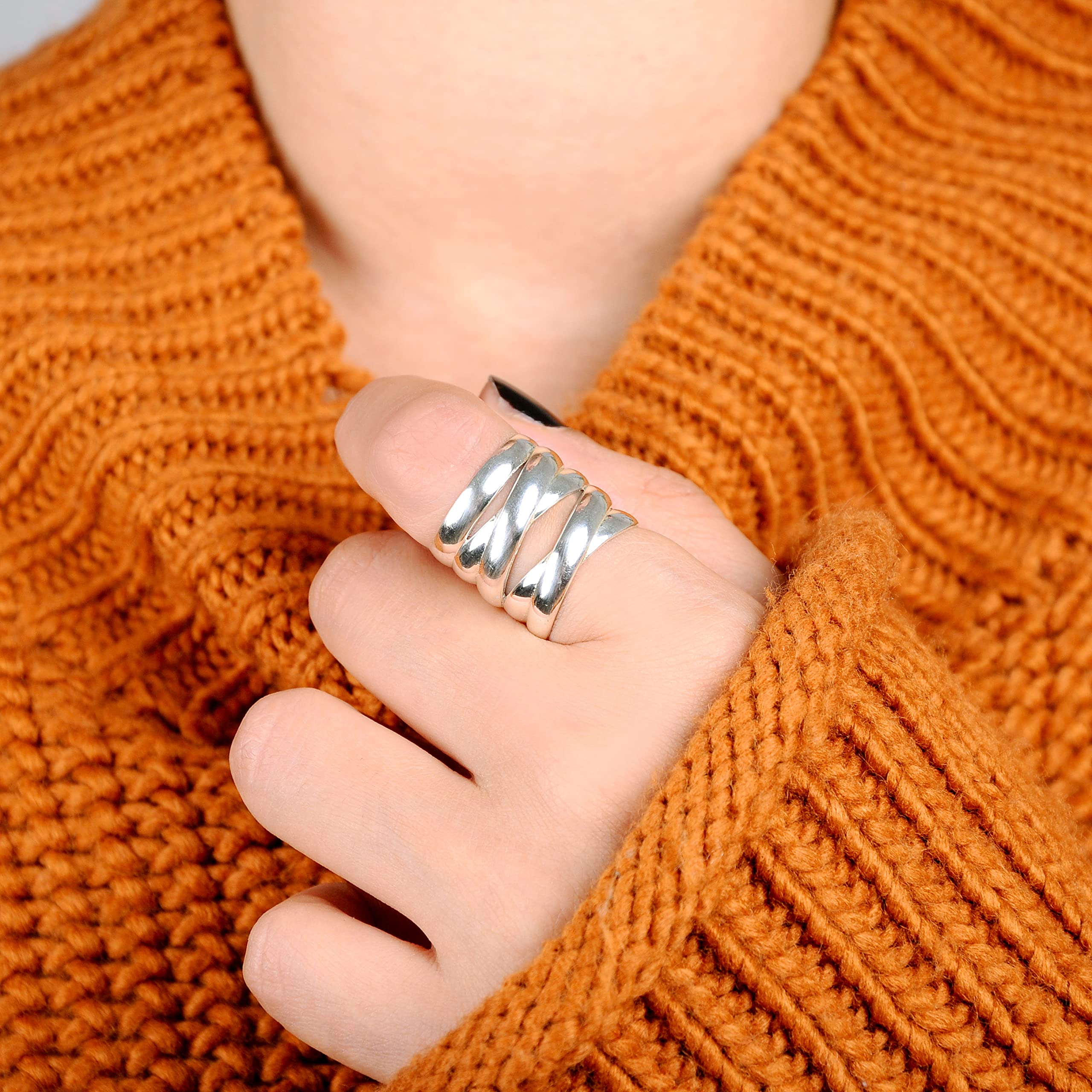 Boho-Magic Sterling Silver Wrap Statement Ring for Women Full Finger Long Jewelry (6)