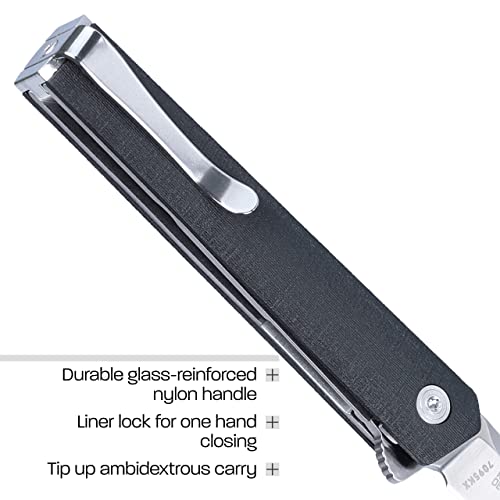 CRKT CEO Folding Pocket Knife: Folder with Liner Lock, Drop Point Satin Blade, Reinforced Nylon Handle with Pocket Clip 7095KX
