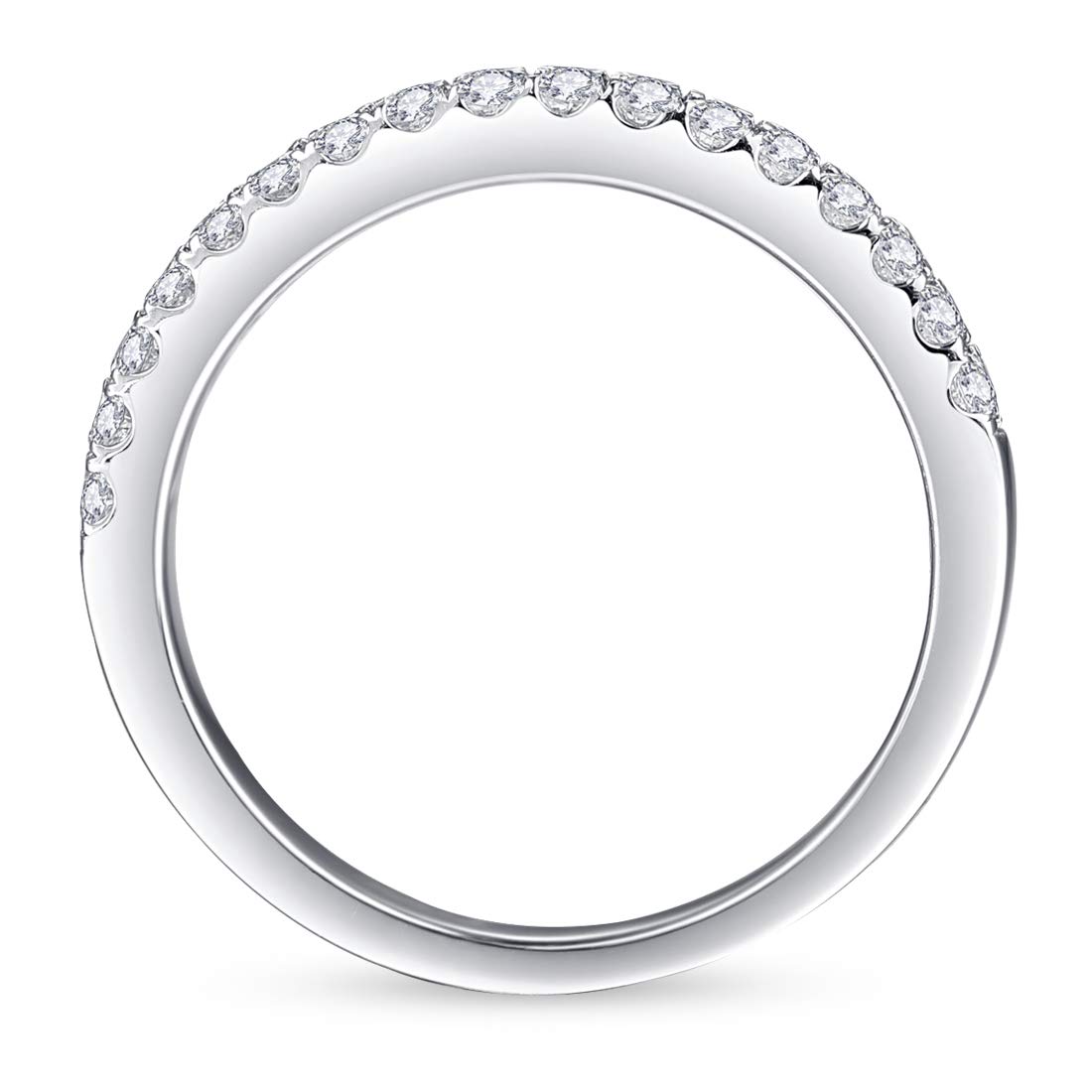 AVECON 925 Sterling Silver Womens Wedding Band Round 5A Cubic Zirconia Eternity Engagement Ring Sterling Silver Infinity Ring Size 9