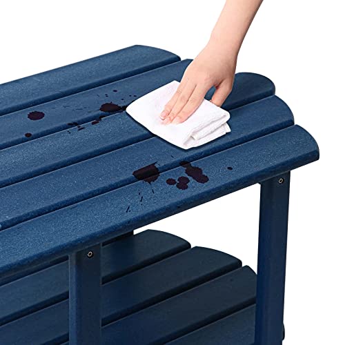 MINPINSER 2 Tier Patio Table-Outdoor Coffee Table Adirondack Deck Table HDPE Pool Side Table, Blue