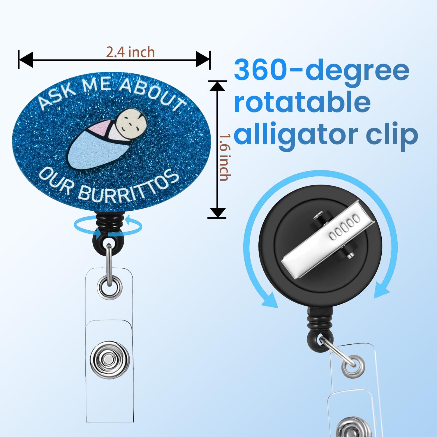Badge reels Retractable for Nurses Nursing Badge Reel Nursing Badge Holder with Buddy (Alligator,BK OWL Beads)
