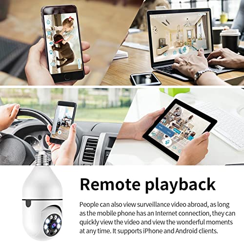 ufehgfjh E27 Light Bulb Camera with Memory Card 2.4GHz WiFi Outdoor, HD 1080P Camera Securi-ty Camera 2-Way Audio, 360° Home Warehouse Cameras, Full Color Day & Night (16G Memory Card)