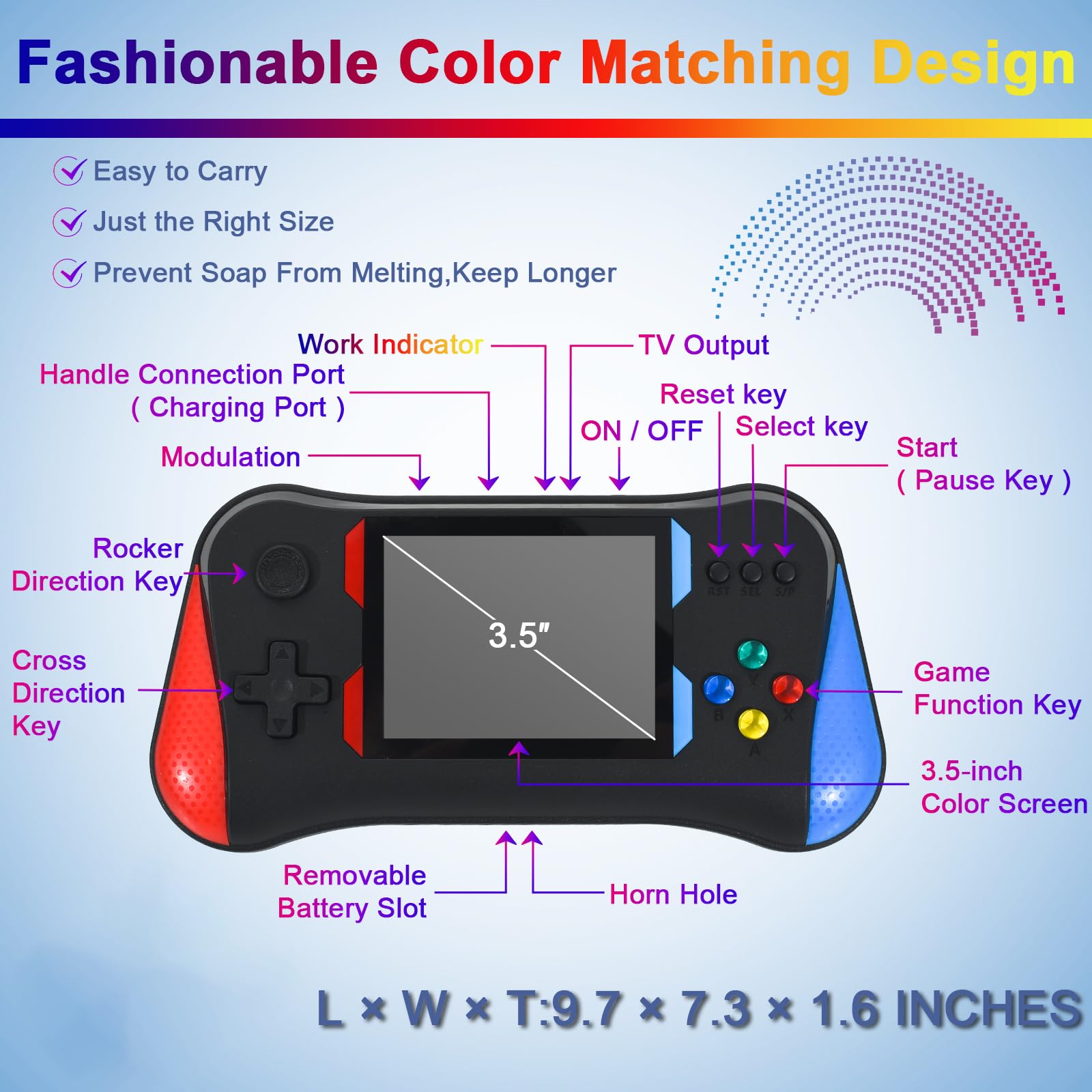HAndPE Handheld Game Console, Retro Super Mini Game Player 500 Classical FC Games 3.5-Inch Color Screen Support for Connecting TV & Two Players 1020mAh Rechargeable Battery Present for Kids and Adult