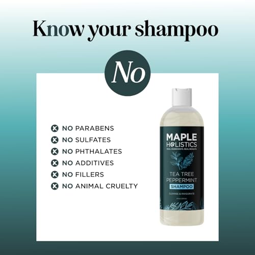 Rosemary Tea Tree Mint Shampoo - Clarifying Shampoo for Build Up and Flakes with Peppermint Oil and Tea Tree Essential Oil for Dry Scalp Treatment - Deep Cleansing Peppermint Tea Tree Shampoo (8oz)