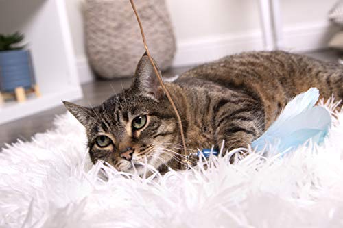 SmartyKat Frisky Flyer Feather Wand Cat Toy, Extendable Up to 24" - Blue, One Size