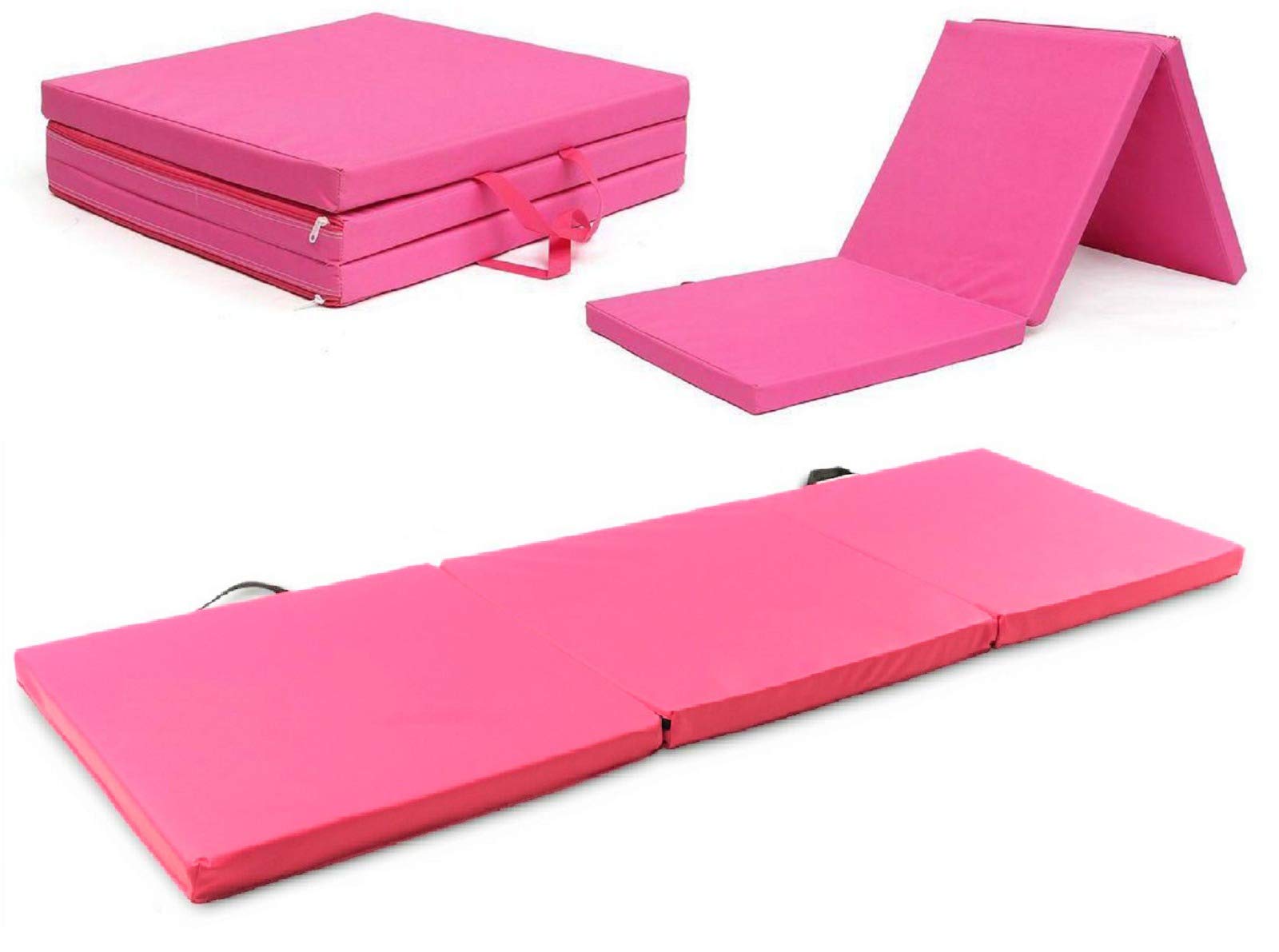 Athletic Bar Gymnastics Mat 2" Thick Tri-Fold Folding Exercise Tumble Mat with Carrying Handles for Gymnastics, Yoga, Aerobics, Mixed Martial Arts, Home Gym Exercise Workout Mat