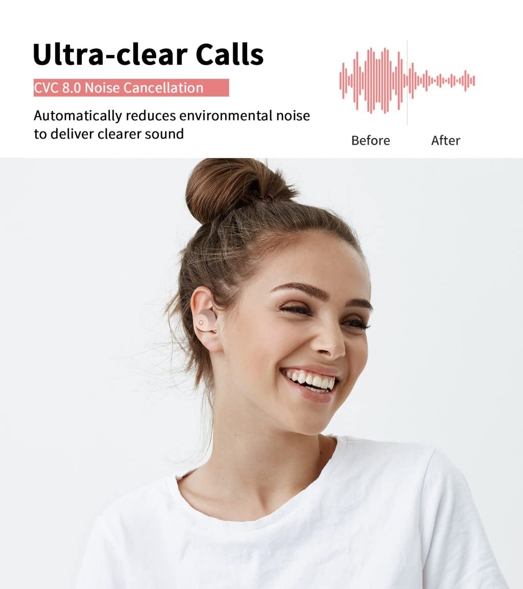 Edifier X3 to U True Wireless Earbuds, Qualcomm AptX Audio Bluetooth 5.0 Headphones, CVC 8.0 Noise Cancellation IP55 Dust and Waterproof Ear Buds, Voice Assistant USB C Earphones Pink