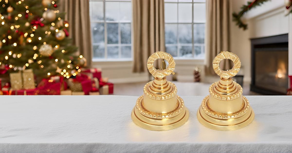 HANDTECHINDIA Set of Brass Plain 2 '' Bells Christmas Decoration Jingle Bell Sleigh Bell Jingle Bell Crafts Christmas décor Home décor Elephant décor Bells Musical Instrument Accessory. (20)