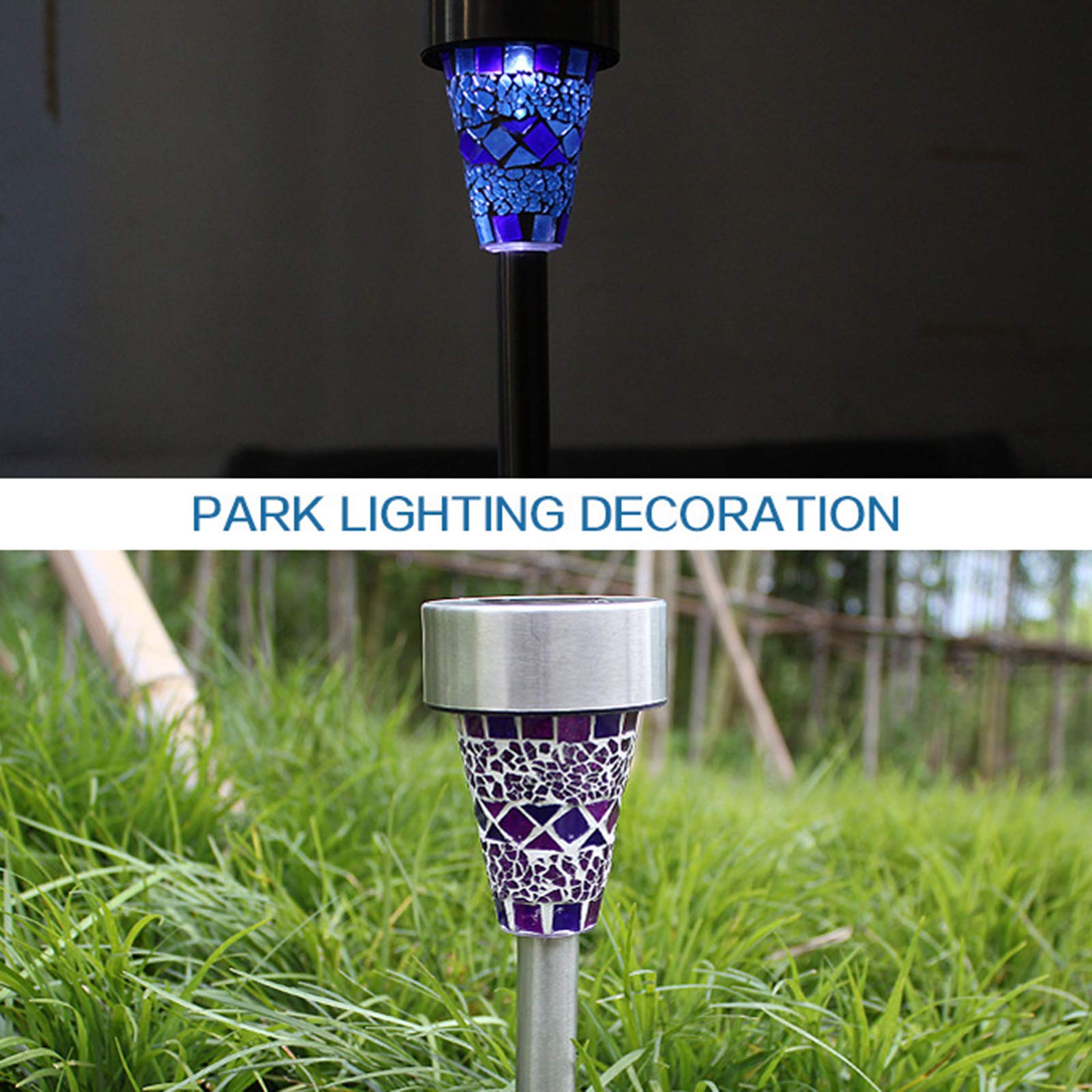 iFCOW Pathway Landscape Lighting, Solar Mosaic Garden Lights 3pcs Waterproof Mosaic LED Garden Light for Outdoor Christmas Garden Home Decoration
