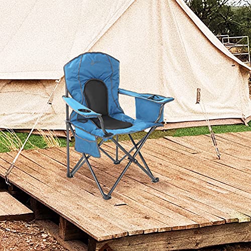 ARROWHEAD OUTDOOR Portable Folding Camping Quad Chair w/ 4-Can Cooler, Cup-Holder, Heavy-Duty Carrying Bag, Padded Armrests, Supports up to 330lbs