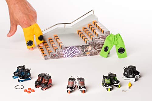Grip and Tricks - Black Freestyle Inline Finger Skates with Finger Roller Skates Tools and Mini Fingerboards Accessories - Pack 1 Finger Toy for 6+ Years Old Kid
