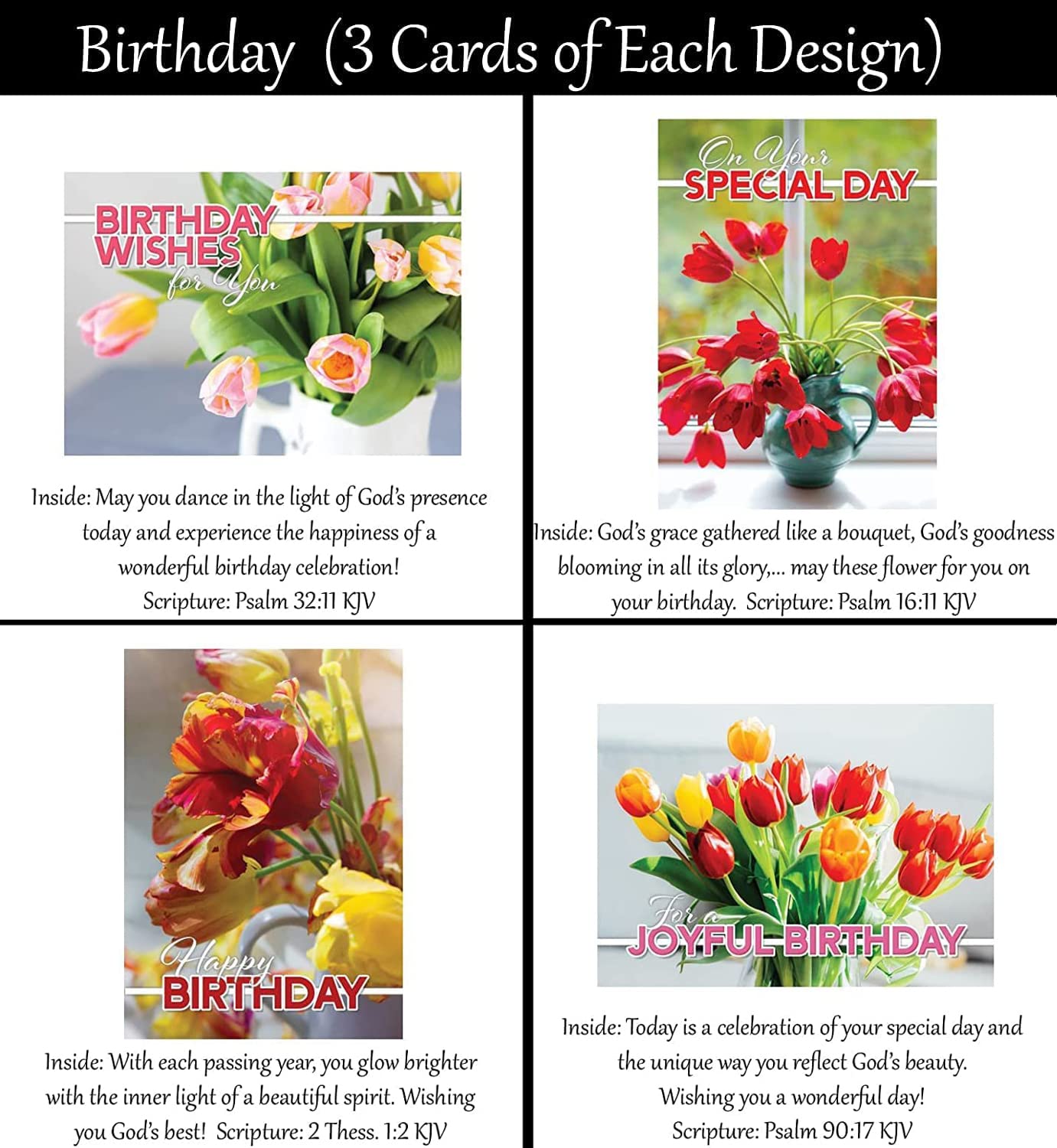 Generic King James Version (KJV) 36 ct Birthday Christian/Religious Greeting Card Set with Envelopes