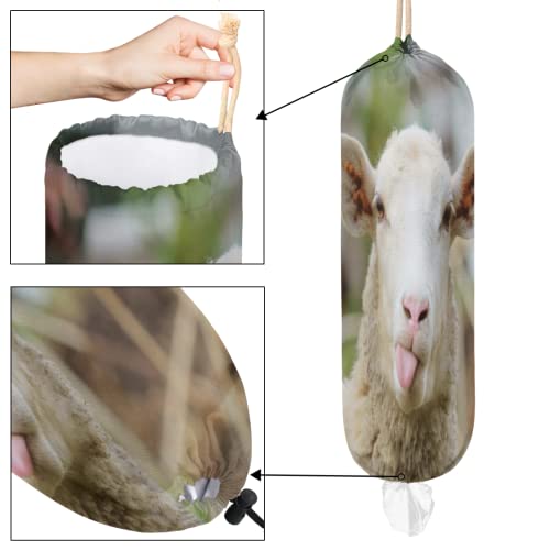 Funny Sheep Plastic Bag Holder Wall Mount Grocery Bag Organizer Trash Bag Holder Plastic Bag Organizer For kitchen living room bedroom bathroom