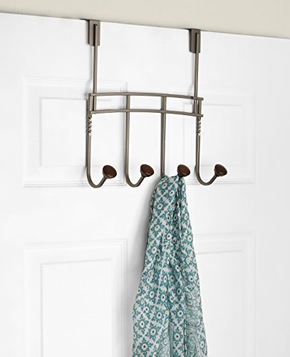 Spectrum Diversified Cambridge Over The Door 4 Hook Rack for Storage and Organization of Entryway Bedroom, Coffee/Graphite