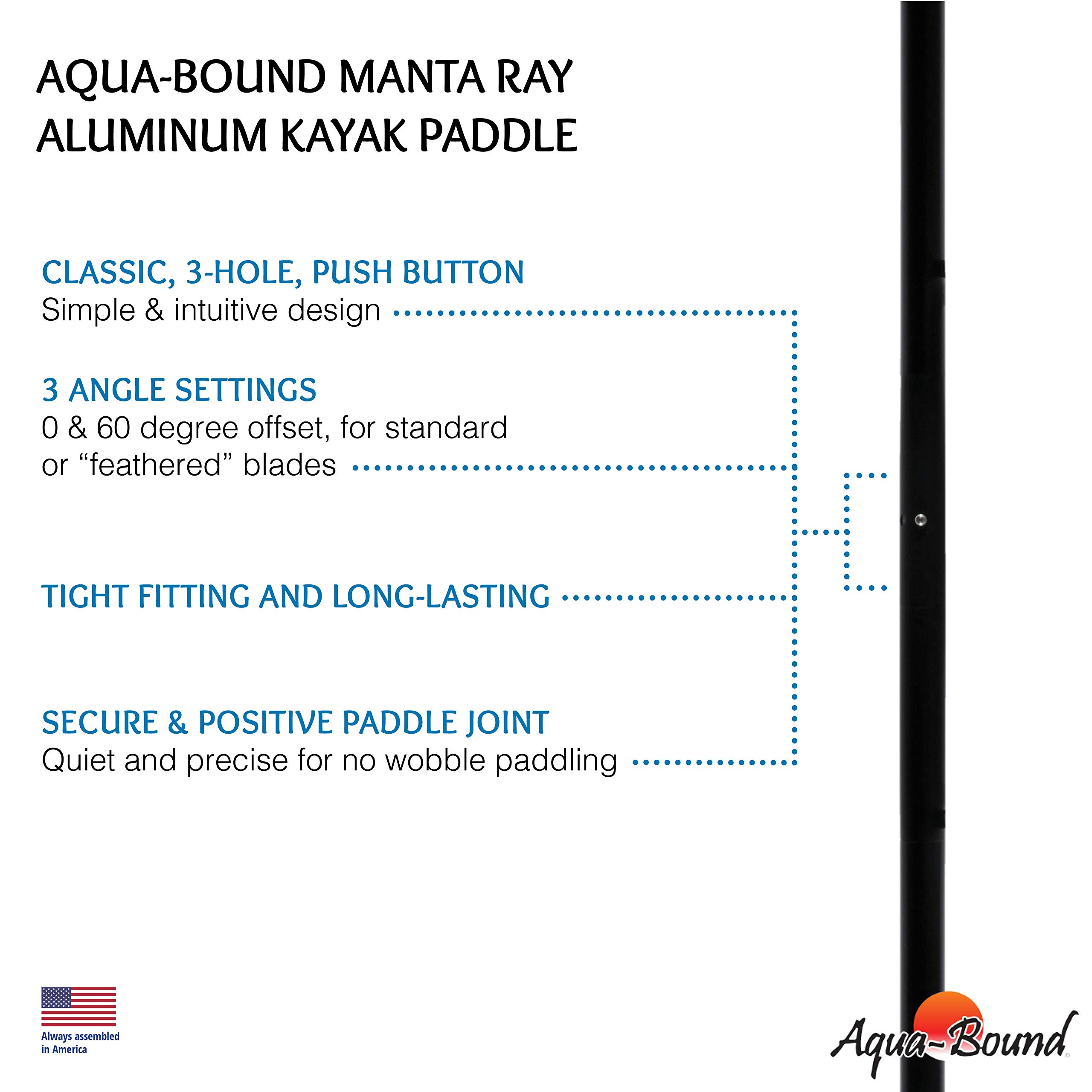 AQUA BOUND Manta Ray Aluminum 2-Piece Snap-Button Kayak Paddle