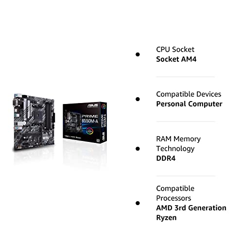 ASUS Prime B550M-A/CSM AMD AM4 (3rd Gen Ryzen™) microATX Commercial Motherboard (PCIe 4.0, ECC Memory, 1Gb LAN, HDMI 2.1/D-Sub, 4K@60HZ, TPM, ASUS Control Center Express)