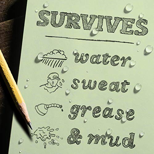 Rite in the Rain Weatherproof Hard Cover Notebook, 8 3/4" x 11 1/4", Green Cover, Universal Pattern (No. 970F-MX)