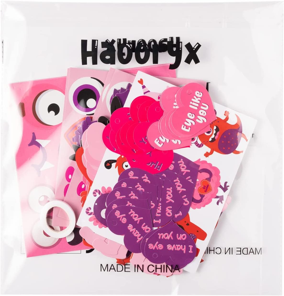Haooryx Valentine's Paper Craft Kits - 30Pcs DIY Monster Paper Hanging Ornaments Make Your Own Valentine's Day Exchange Gift Card Decorations Kids Home Decor Classroom Mix Match Art Handcraft Supplies