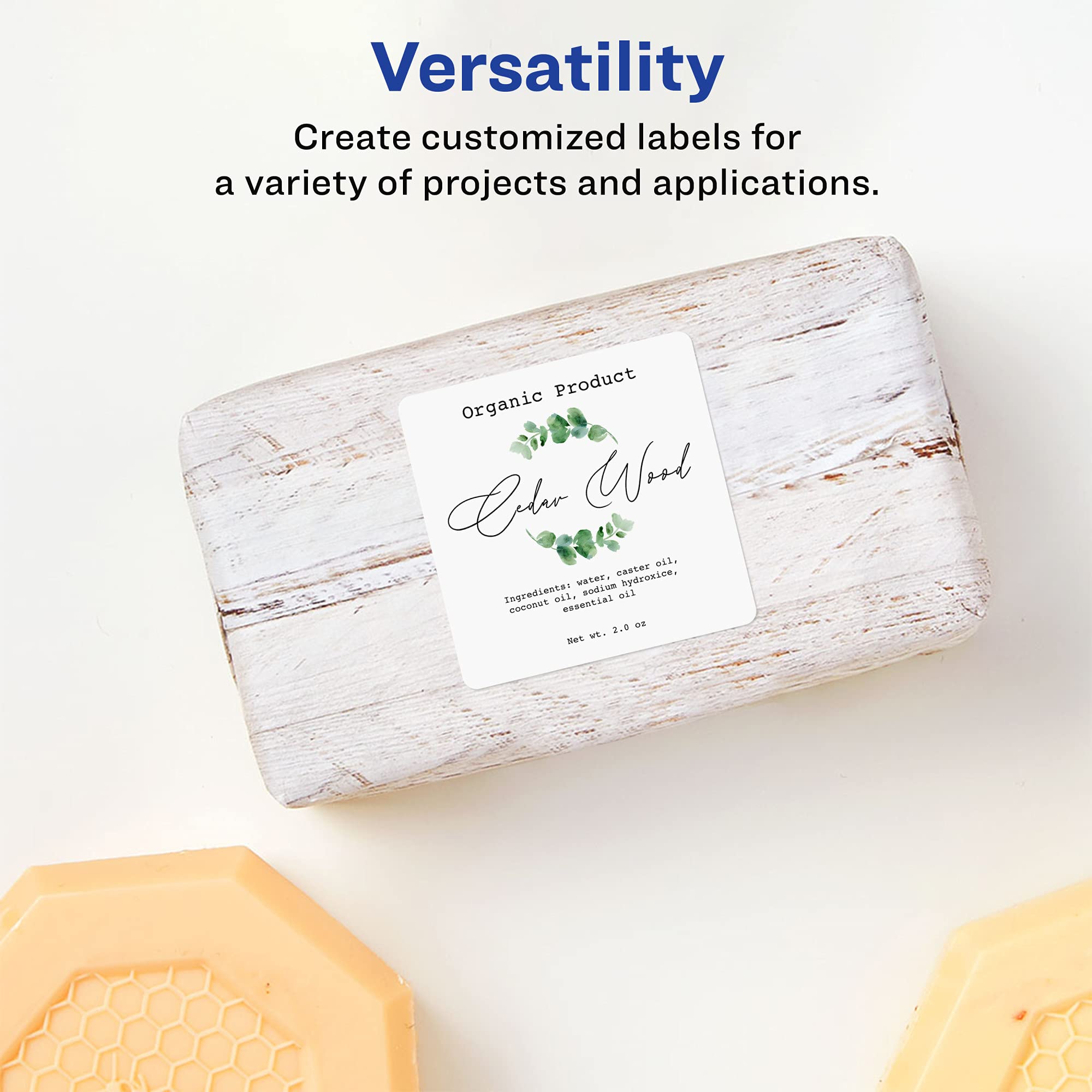 Avery Matte White Square Labels with Sure Feed, 2.5" x 2.5", 225 Matte White Printable Labels